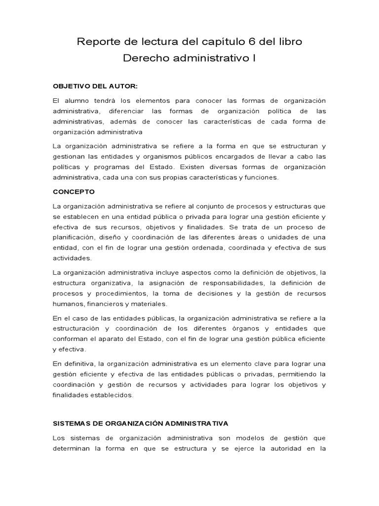 Reporte de Lectura Del Capítulo 6 Del Libro | PDF | Administración Pública | Descentralización