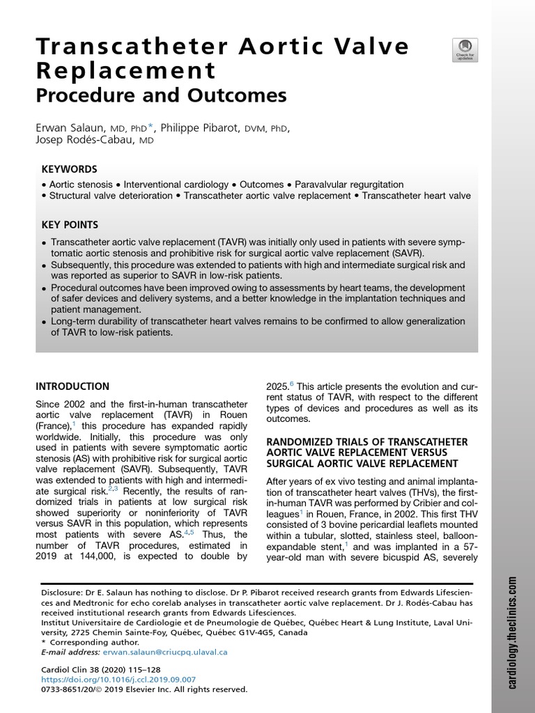 Transcatheter Aortic Valve Replacement: Procedure and Outcomes 2-2020 ...