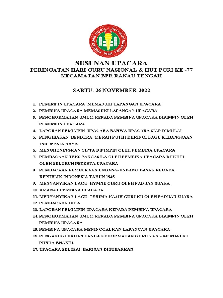 Susunan Upacara Pgri | PDF