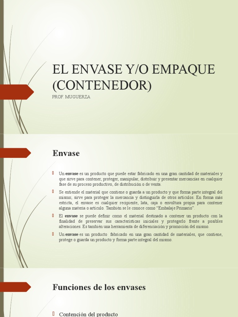 El Envase | PDF | Procesos industriales | Sector secundario de la economía