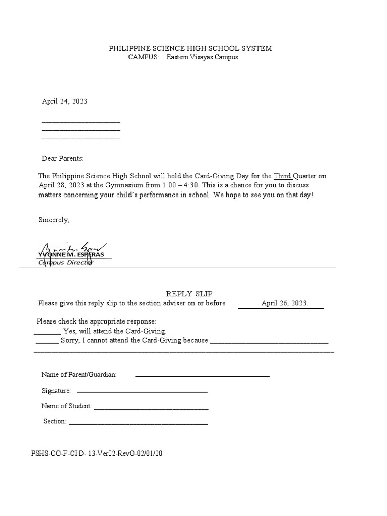 Card Giving Day Letter | PDF | Career & Growth