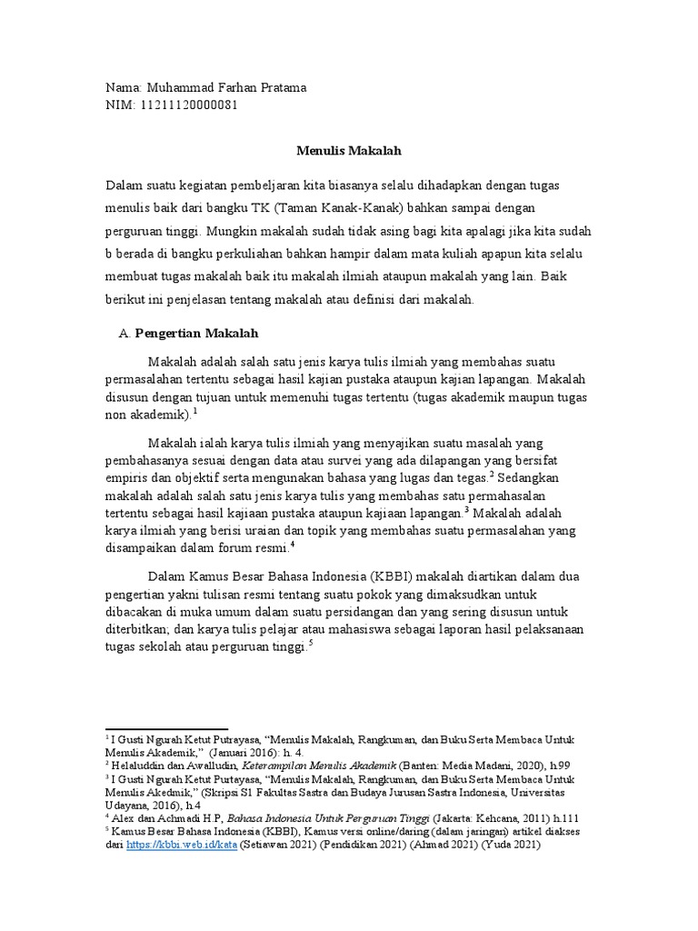 Muhammad Farhan Pratama MENULIS MAKALAH | PDF Muhammad Farhan Pratama MENULIS MAKALAH | PDF