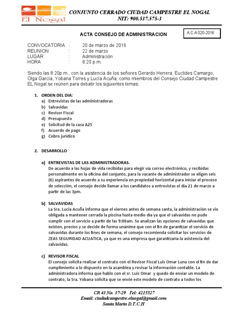 Ejemplo Modelo De Acta De Distribucion