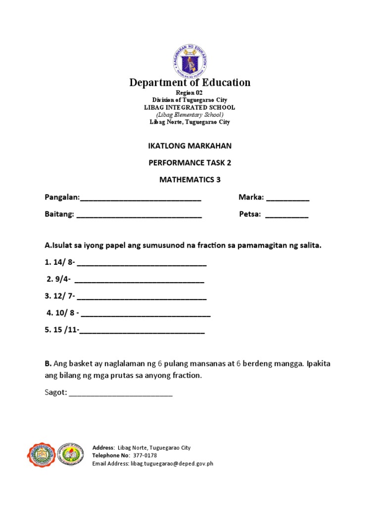3rd QTR PETA-MATH 3 | PDF