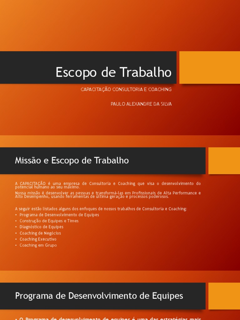 Escopo de Trabalho | PDF | Liderança | Desenvolvimento profissional