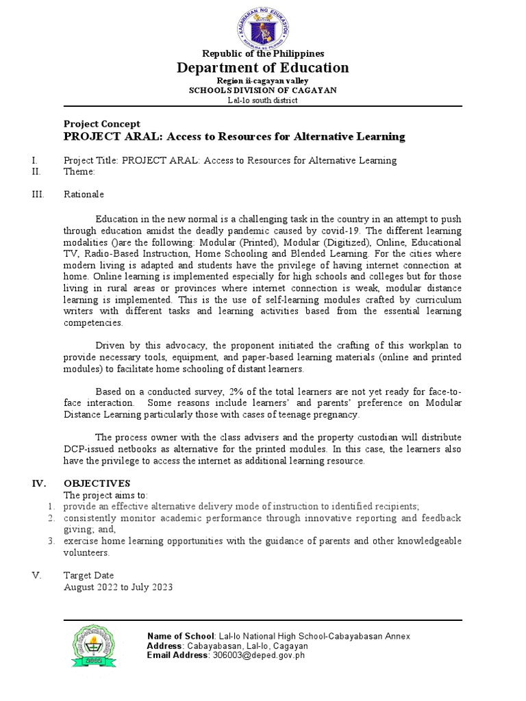 Project Aral | Download Free PDF | Distance Education | Learning