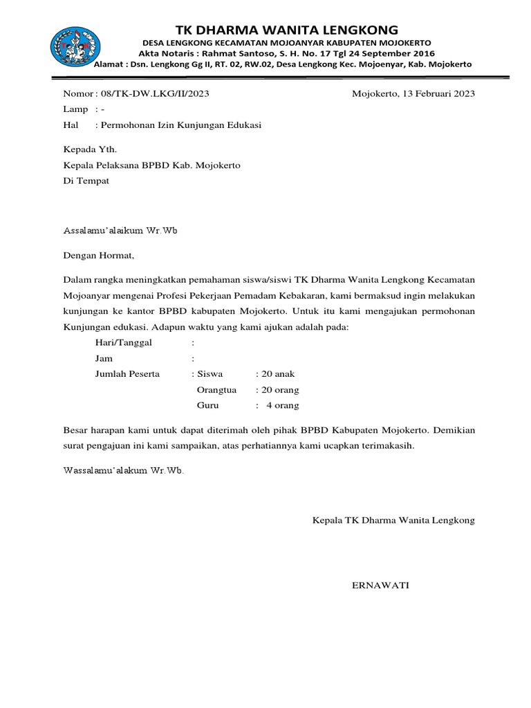 Permohonan Kunjungan Damkar | PDF