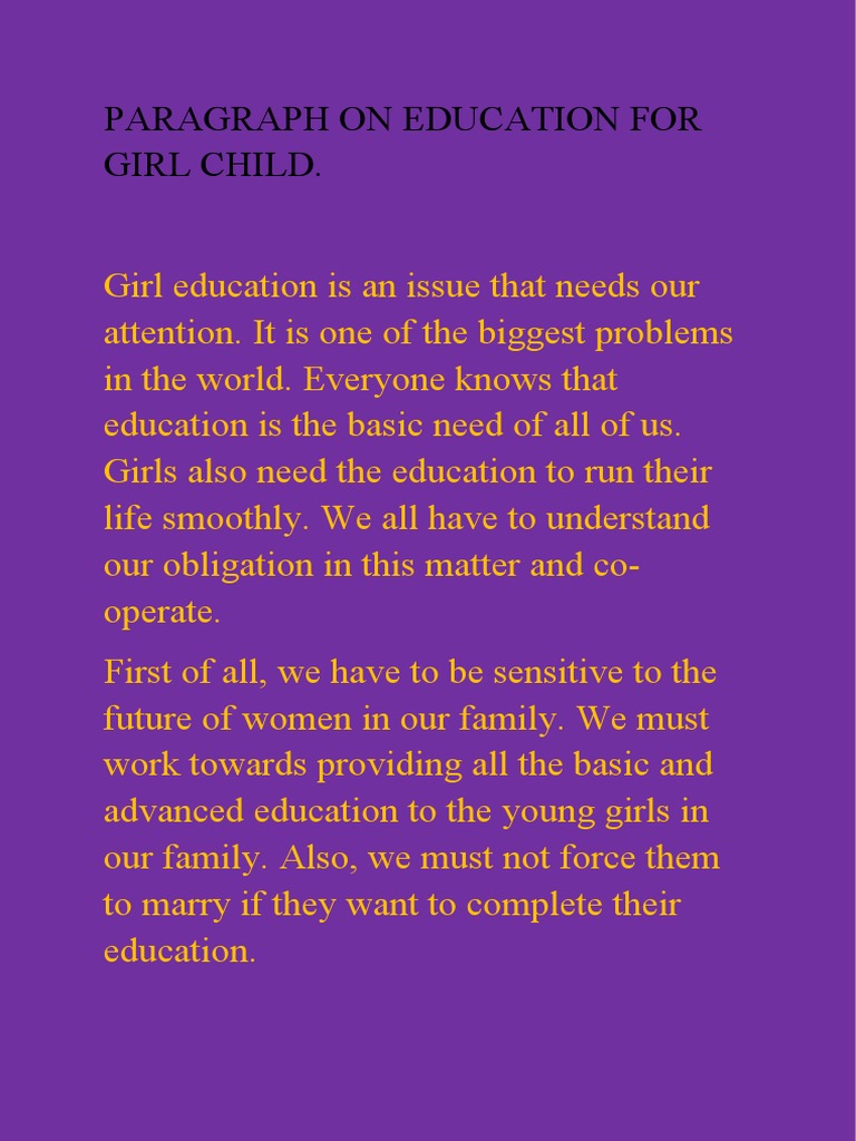 Paragraph On Education For Girl Child | PDF