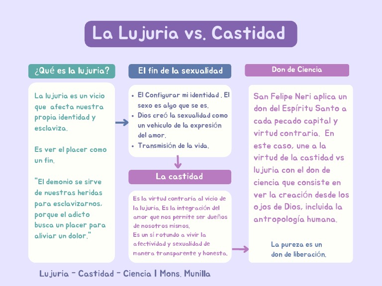 La Lujuria VS Castidad. Cuadro de Resumen de Charla de Mons. Munilla | PDF