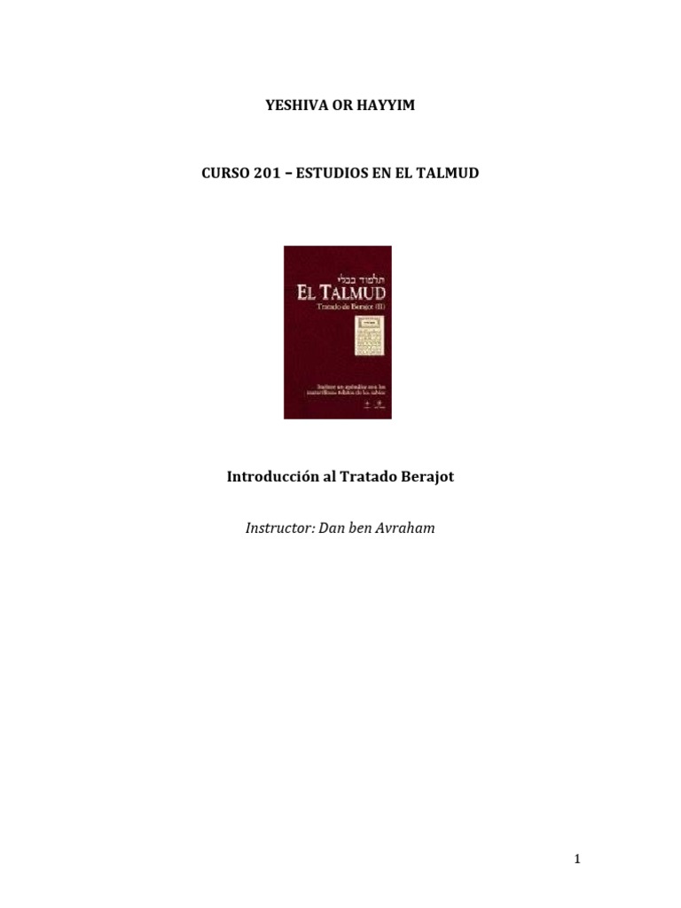 Yeshiva or Hayyim: Instructor: Dan Ben Avraham | PDF | Talmud | Judaísmo