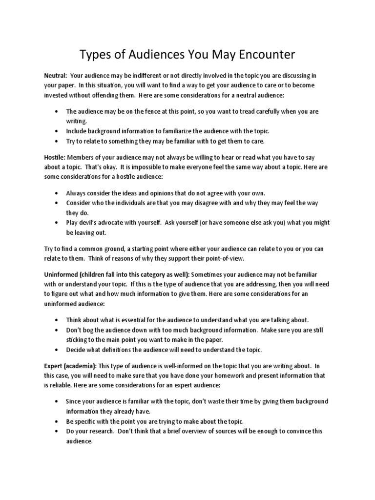 Types of Audiences You May Encounter 2 | PDF