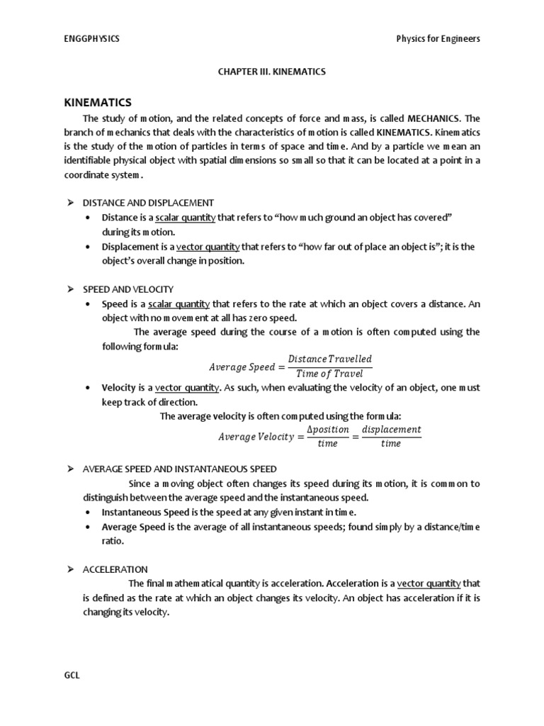 Kinematics | PDF | Force | Velocity