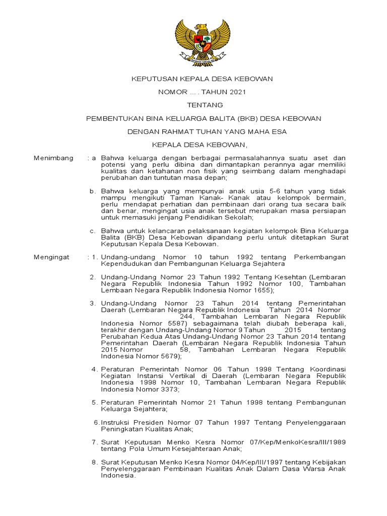 Contoh SK BKB KEBOWAN 2021 | PDF
