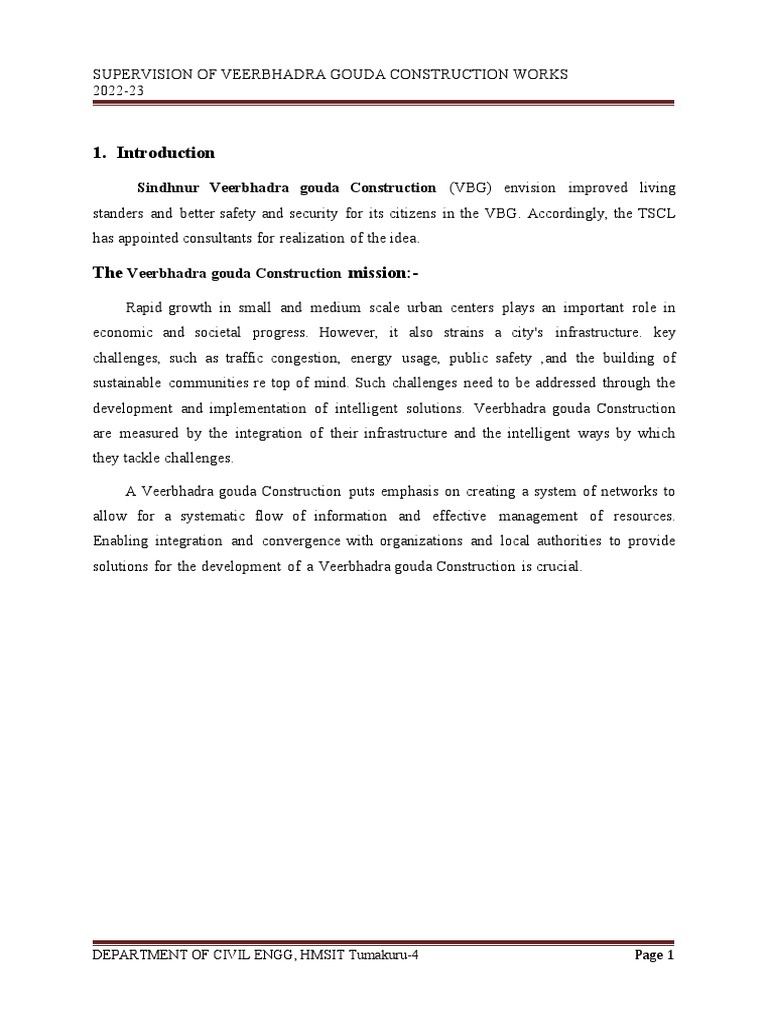 Sindhnur Veerbhadra Gouda Construction (VBG) Envision Improved Living ...