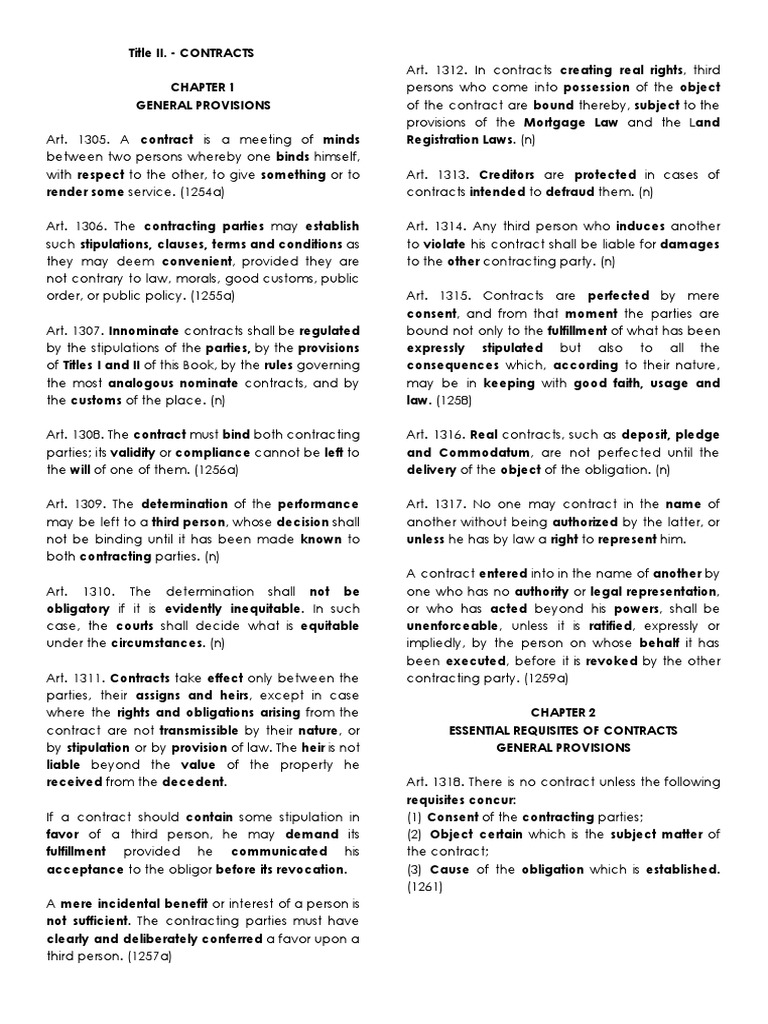 Art. 1305-1355 ObliCon | PDF