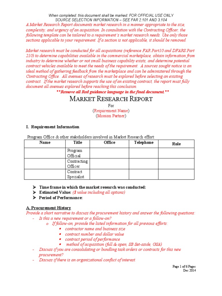 Market Research Report Sample Template PDF Business