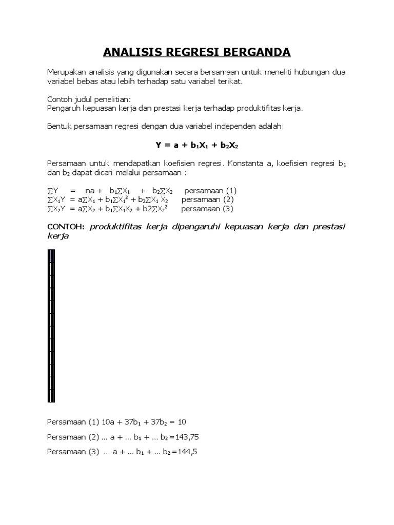 ANALISIS REGRESI & KORELASI BERGANDA | PDF