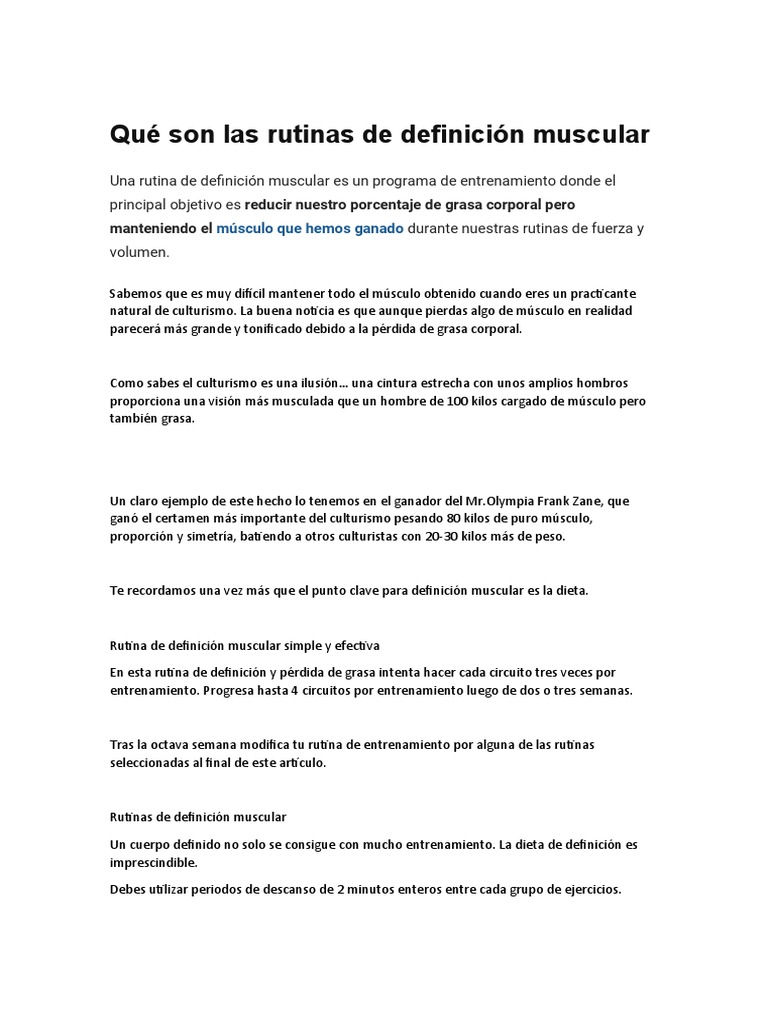 Rutina Efectiva para Definición Muscular | PDF
