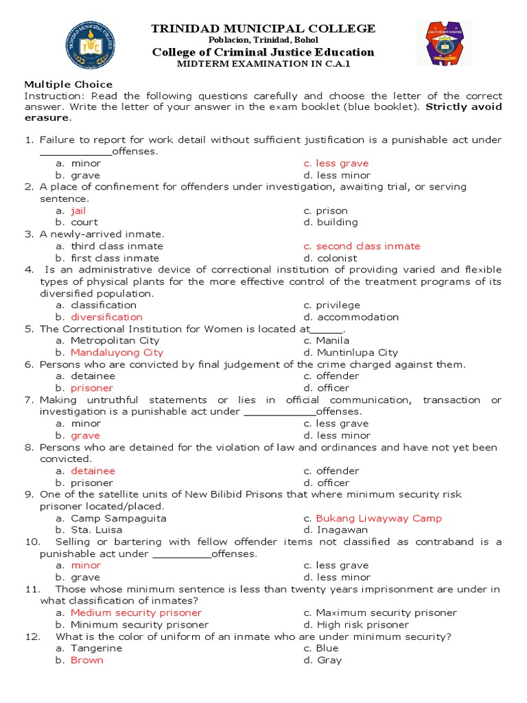 Trinidad Municipal College College of Criminal Justice Education | PDF ...