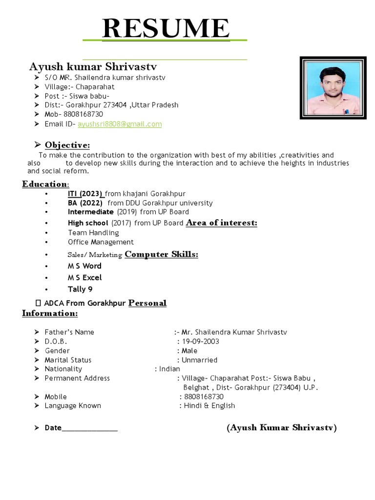 Ayush Kumar Shrivastv Resume | PDF | Career & Growth