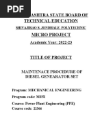 Diesel Generator Maintenance Checklist | PDF