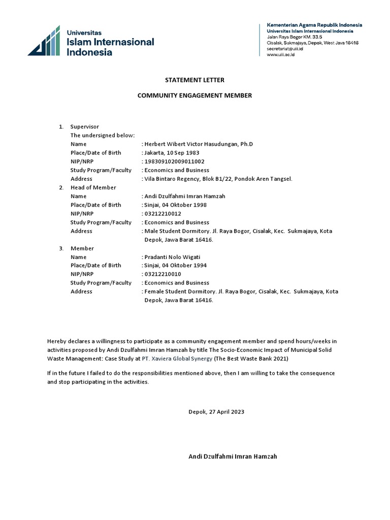 Statement Letter | PDF