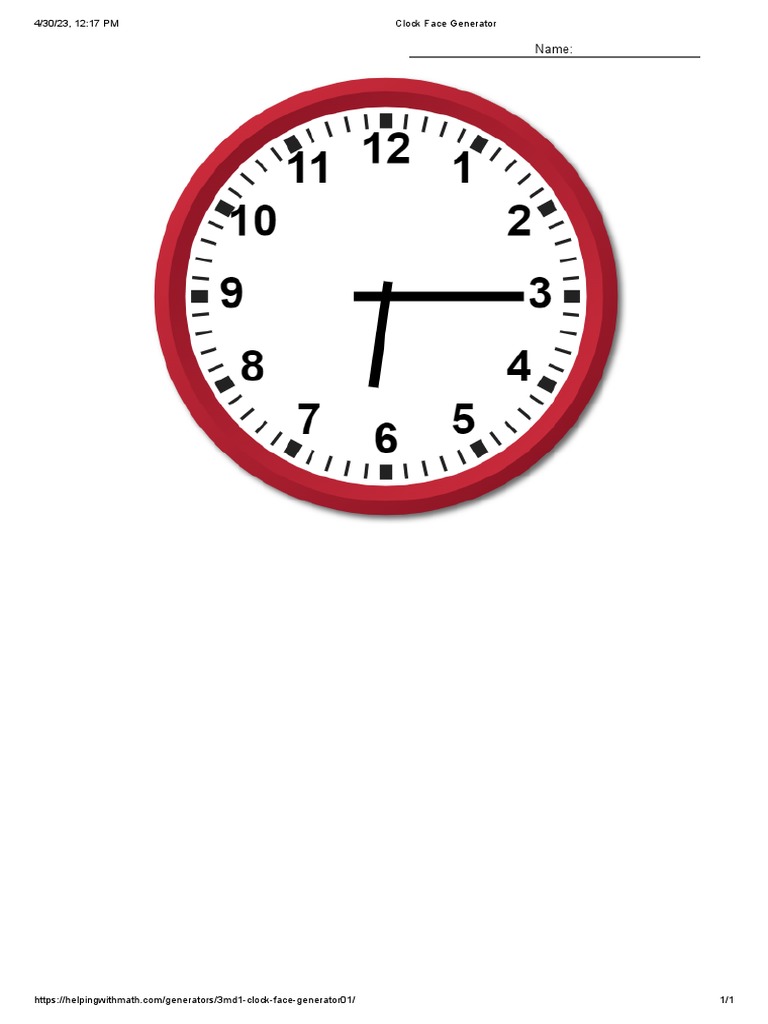 5clock Face Generator - Common-Core Math | PDF