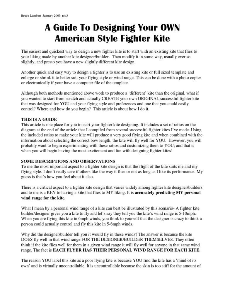 Fighter Kite Design Guide | PDF | Kite | Ratio