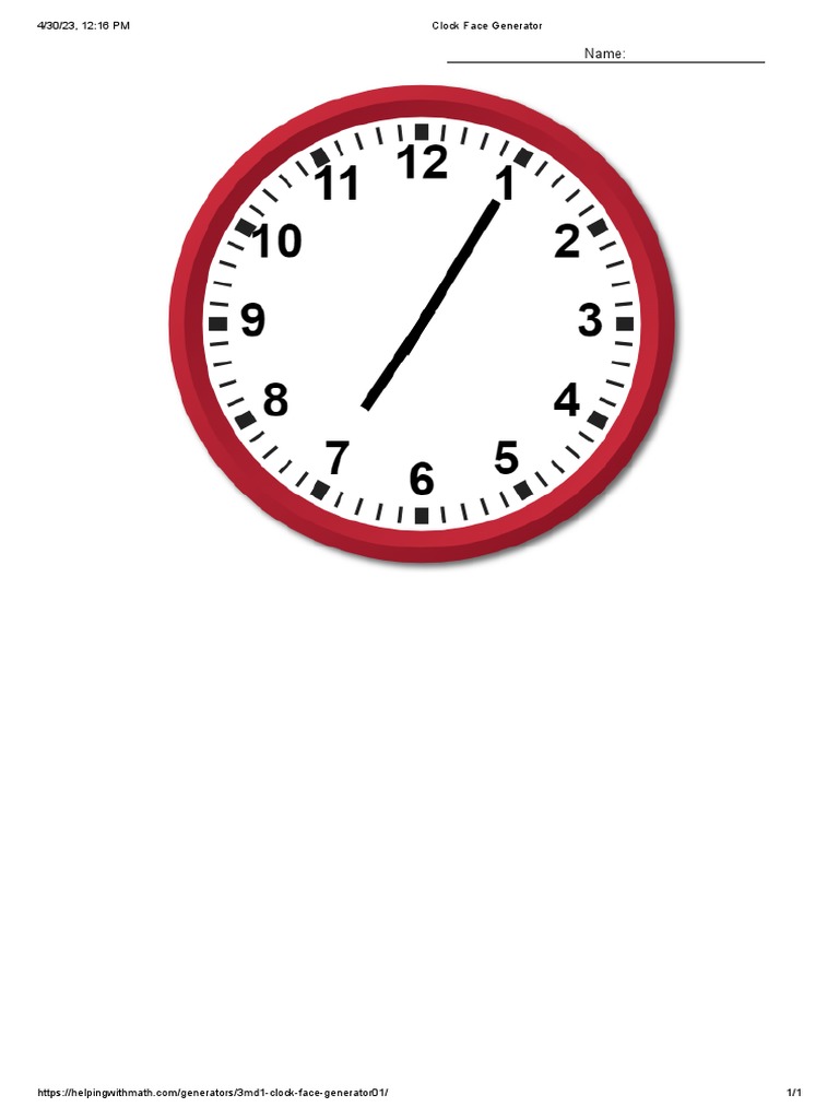 2clock Face Generator - Common-Core Math | PDF