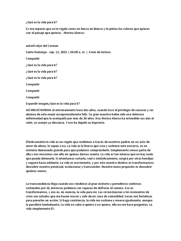 Qué Es La Vida para Ti | PDF