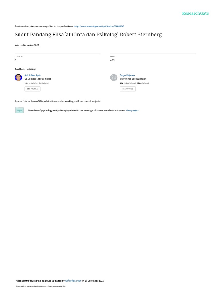 Sudut Pandang Filsafat Cintadan Psikologi Robert Sternberg | PDF | Science | Cognitive Science