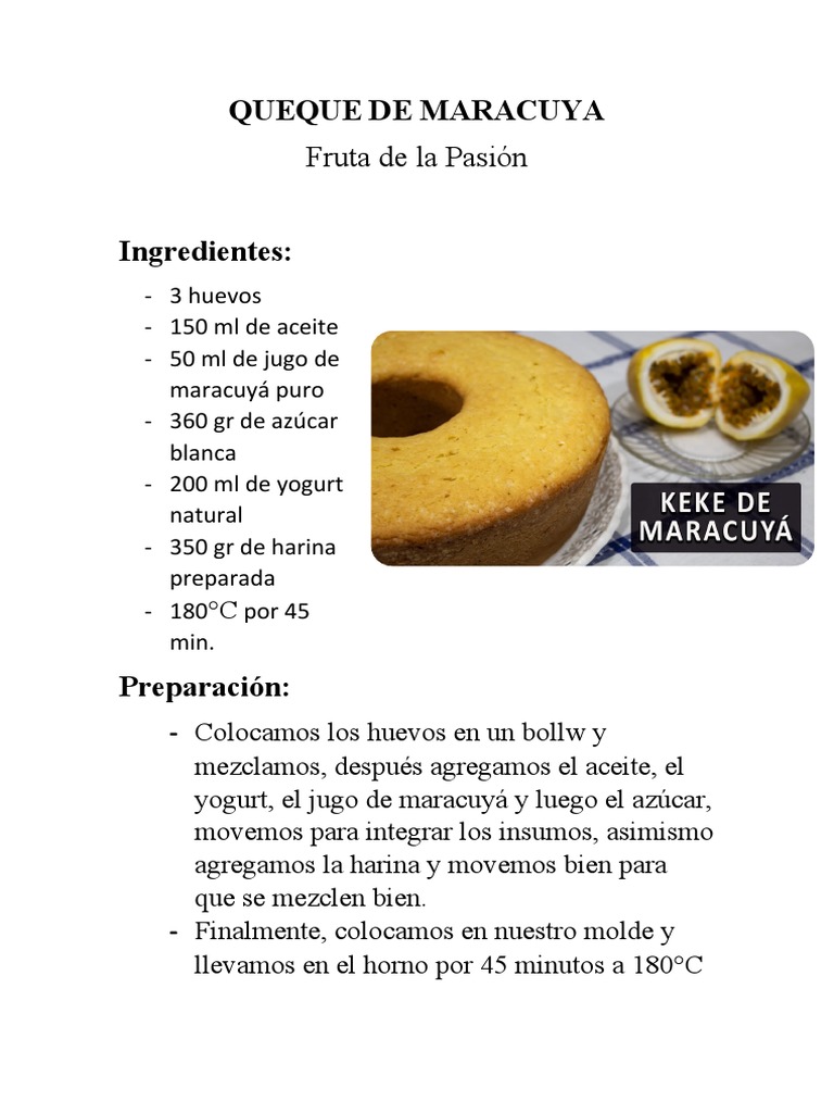 Queque de Maracuya | PDF