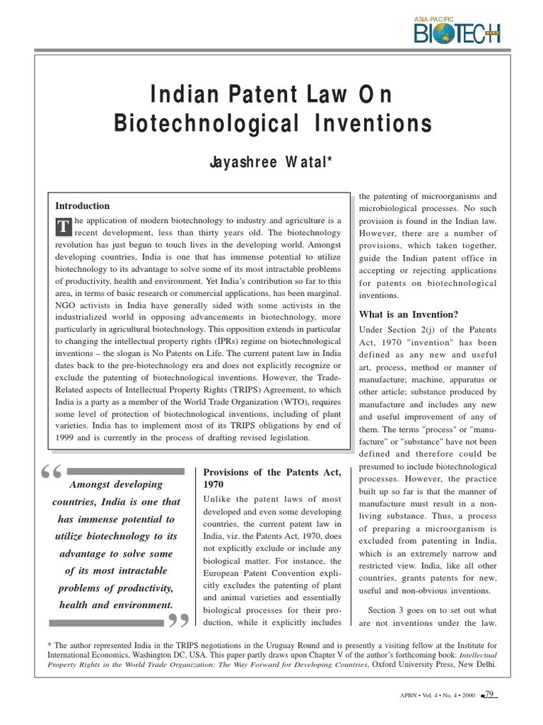 Biotech 1 | PDF | Patent | Trips Agreement