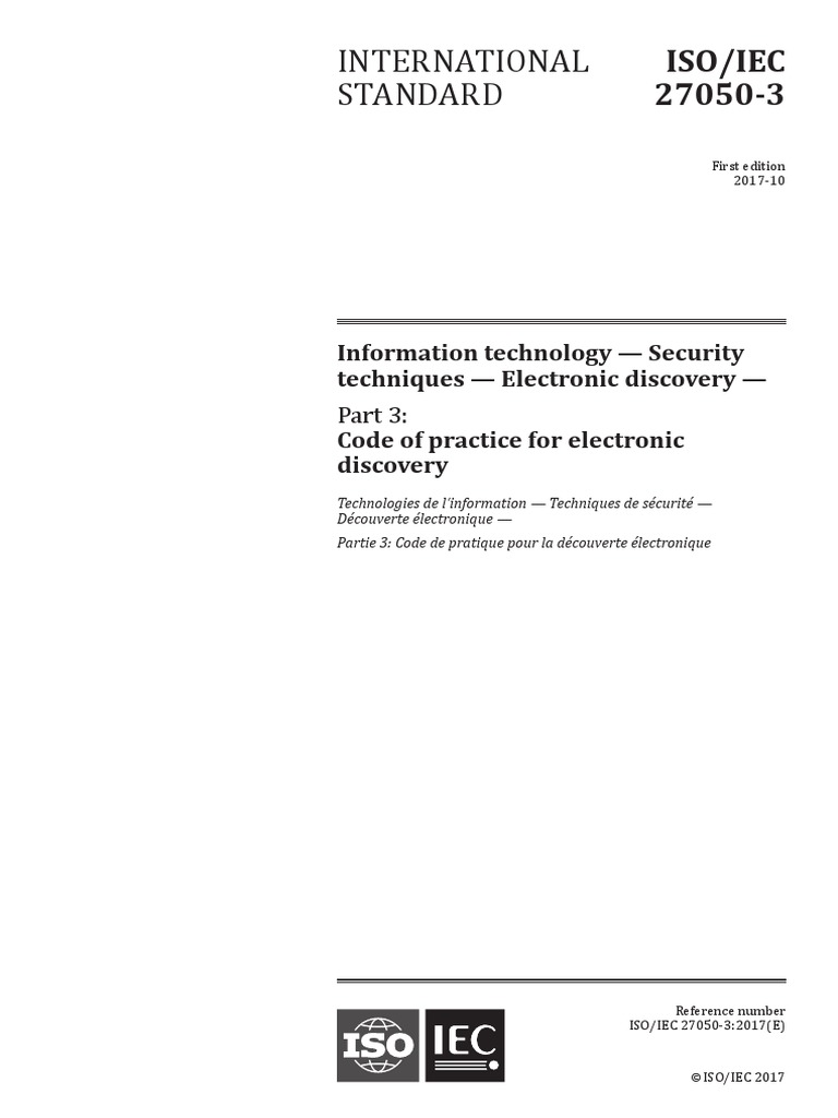 International Standard: Iso/Iec 27050-3 | PDF | Discovery (Law ...