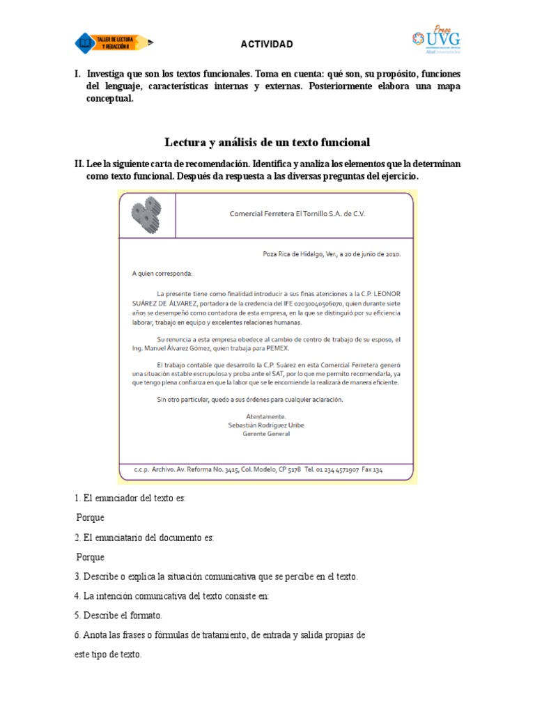 Lectura y Análisis de Un Texto Funcional | PDF