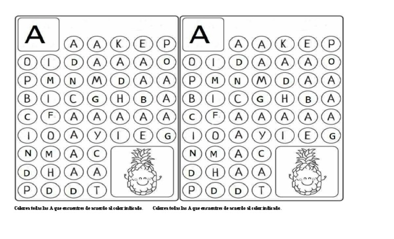 Colorea Todas Las A Que Encuentres de Acuerdo Al Color Indicado | PDF