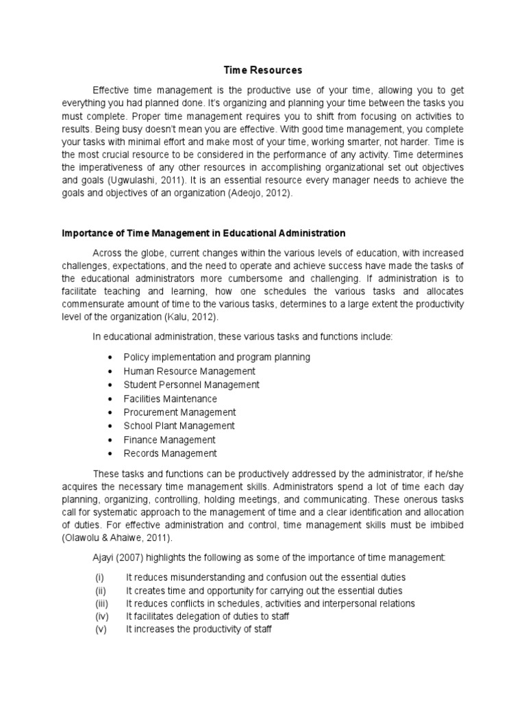 Time Resources | PDF