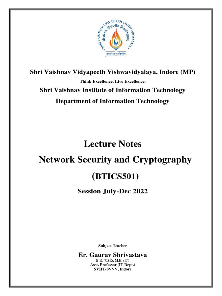 BTICS501 Network Security & Cryptography (Unit-1 To 5) | PDF | Access Control | Denial Of ...