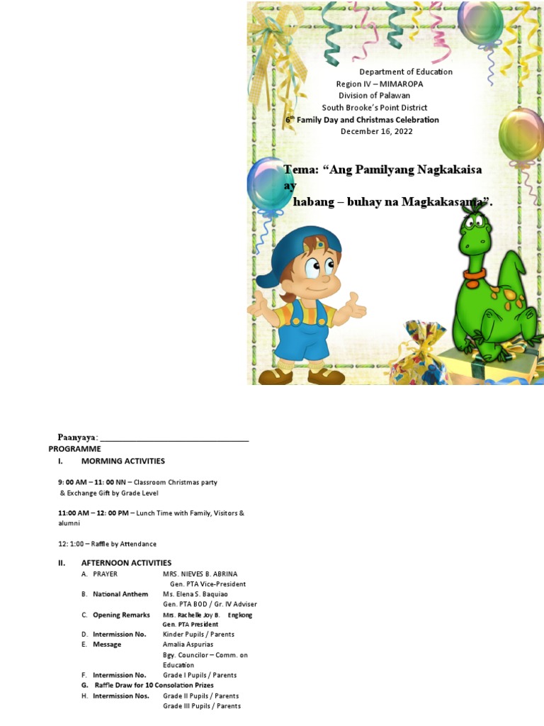 Program Christmas Party and Family Day | PDF