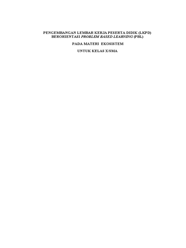 Pengembangan Lembar Kerja Peserta Didik (LKPD) Berorientasi Problem ...