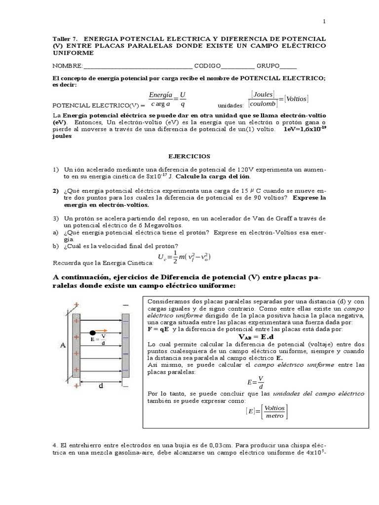 Energía Carga Q: Joules Coulomb Voltios | PDF | Electronvoltio ...