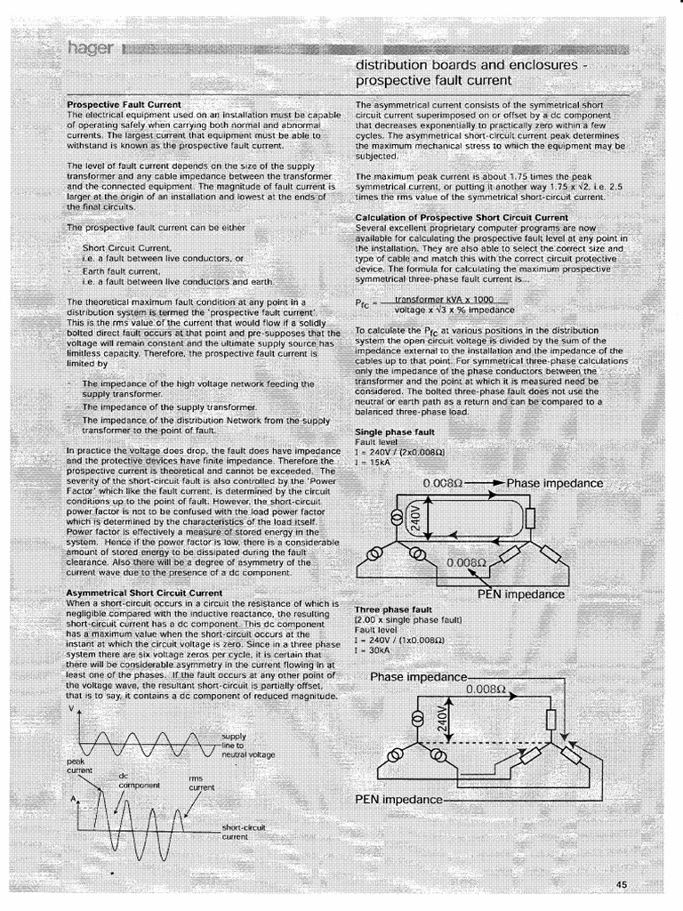 Fault Current Calculation | PDF | Electromagnetism | Physical Quantities