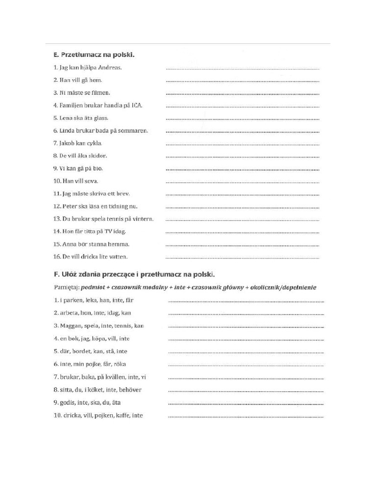 Czasowniki Modalne - Cwiczenia | PDF