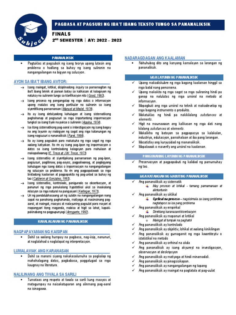 Pagbasa - MOD 1.1 | PDF