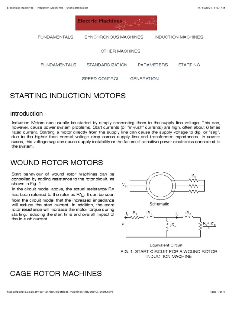 Electrical Machines - Induction Machines - Starting | PDF | Electric Motor | Relay