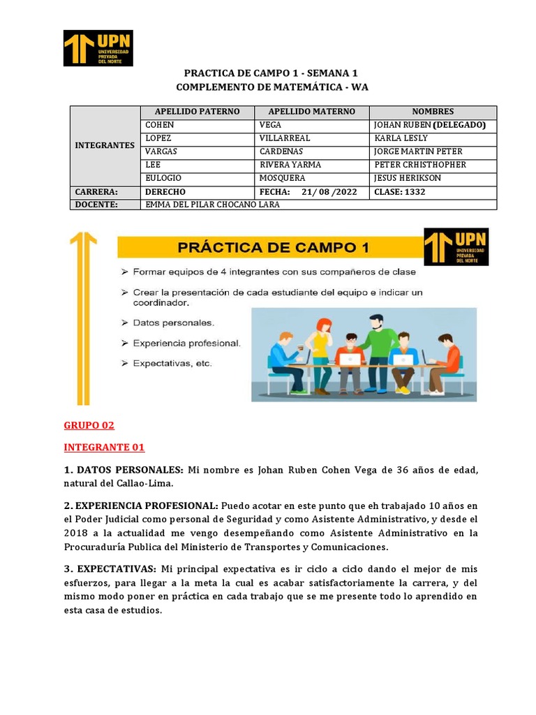 Practica de Campo 01 - Semana 1wa | PDF