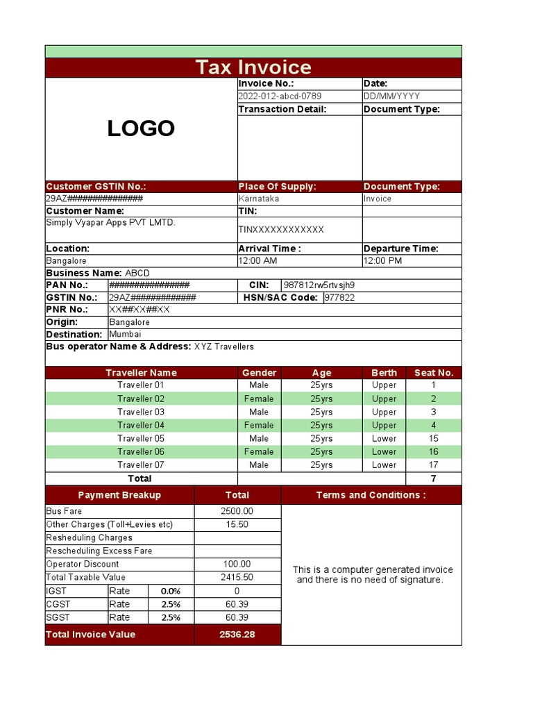Tax Invoice: Customer GSTIN No.: Place of Supply: Document Type | PDF