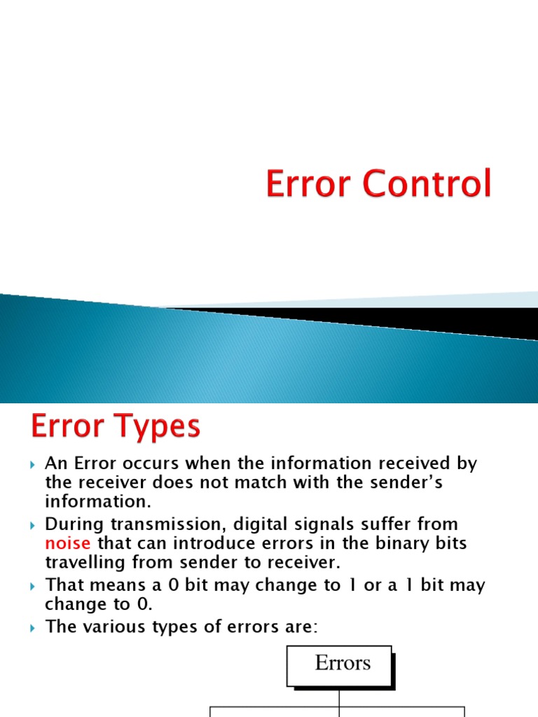 Error Detection Correction S Pdf Error Detection And Correction Telecommunications