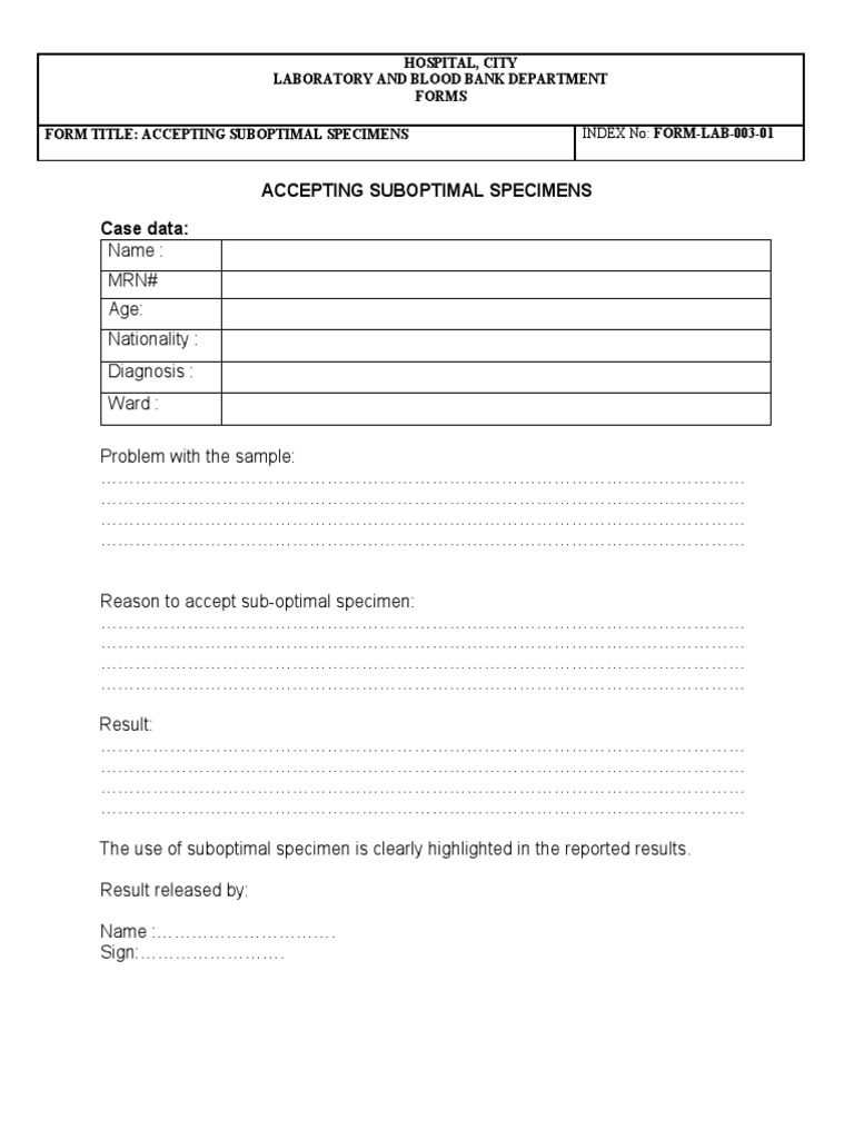 138 - Accepting Suboptimal Specimens | PDF