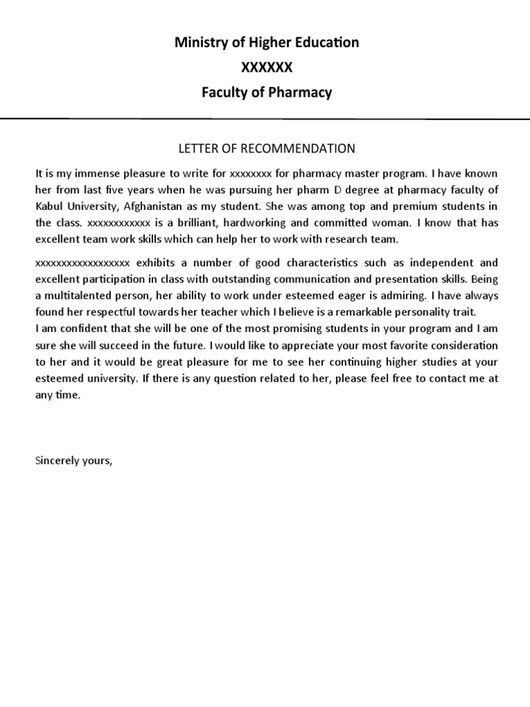 Letter for recomondation template | PDF